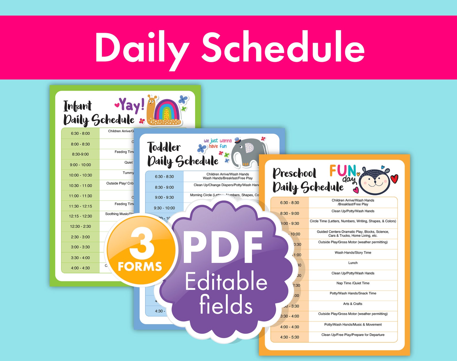Daycare Daily Schedules for Infants, Toddlers, and Preschoolers ...