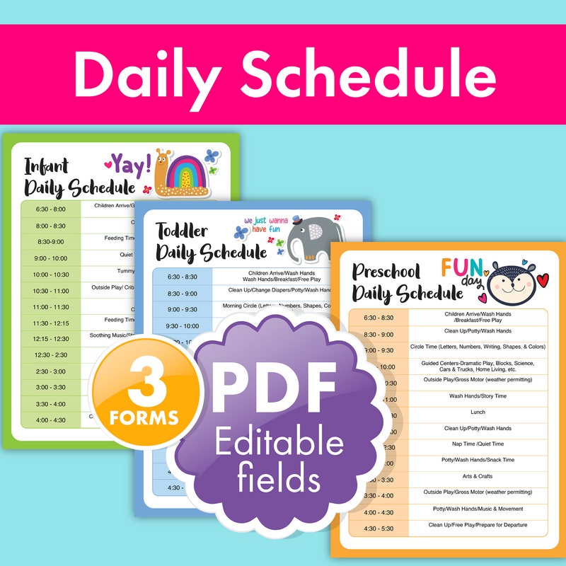 Infant Daily Schedule - Etsy