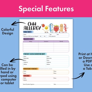 Child Allergy Form - Ensure Safety With Daycare Allergy List Management ...