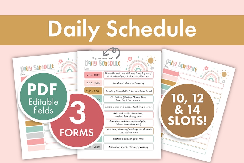 Customizable Daily Schedule Template: Organize Your Daycare, Nanny or ...
