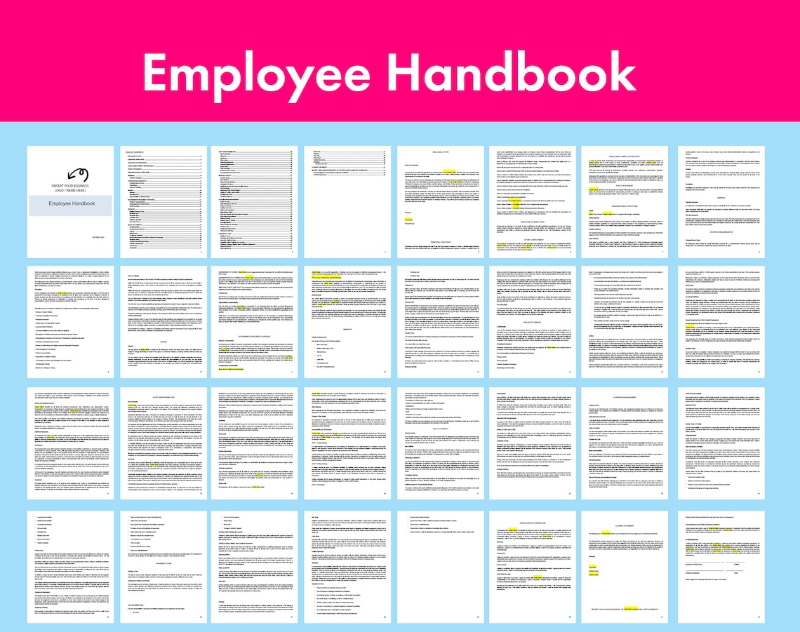 Complete Employee Handbook Template for Childcare Businesses - Editable ...