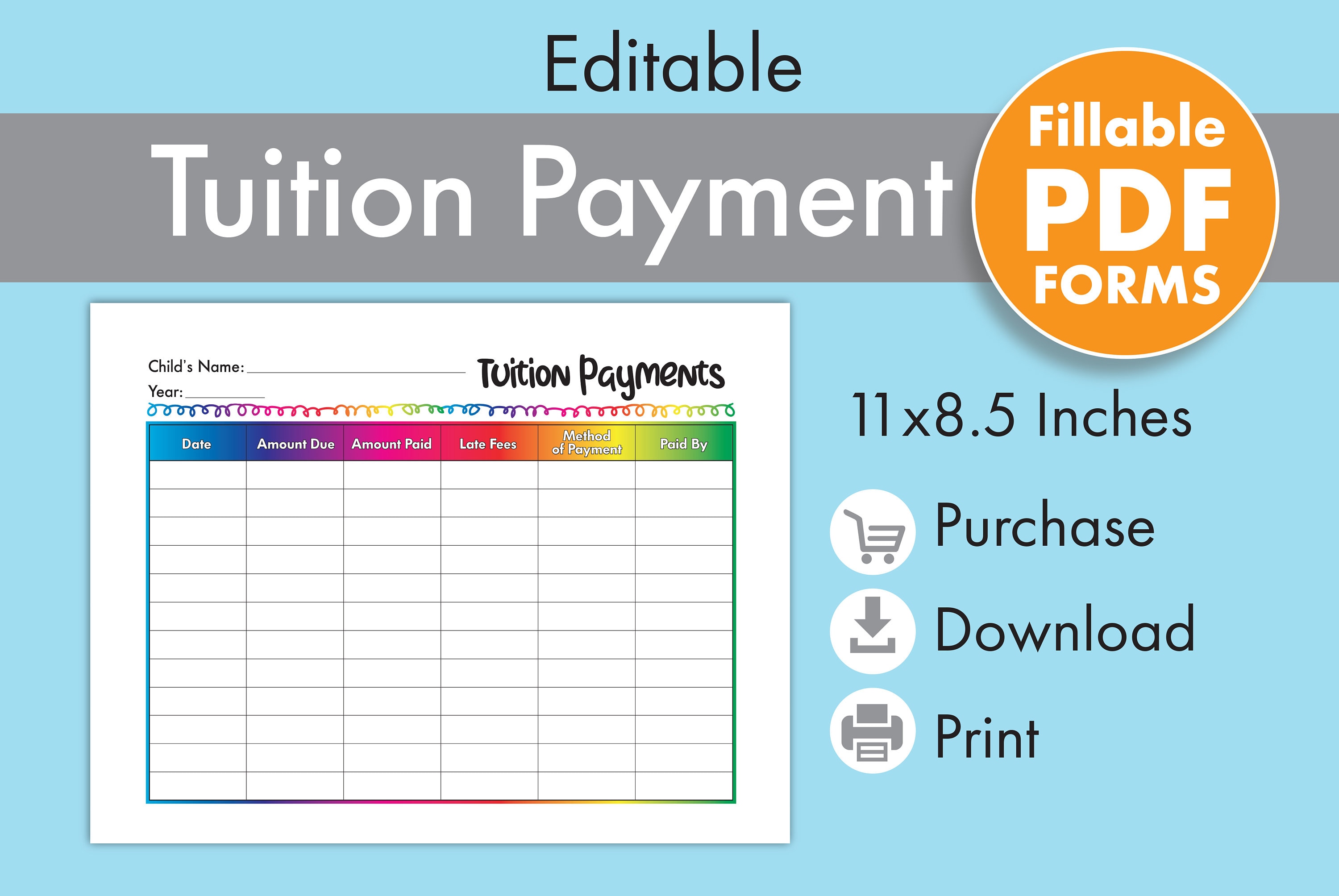 Stay on Top of Tuition Payments With 10 Fun Designs! for Easy Tracking ...
