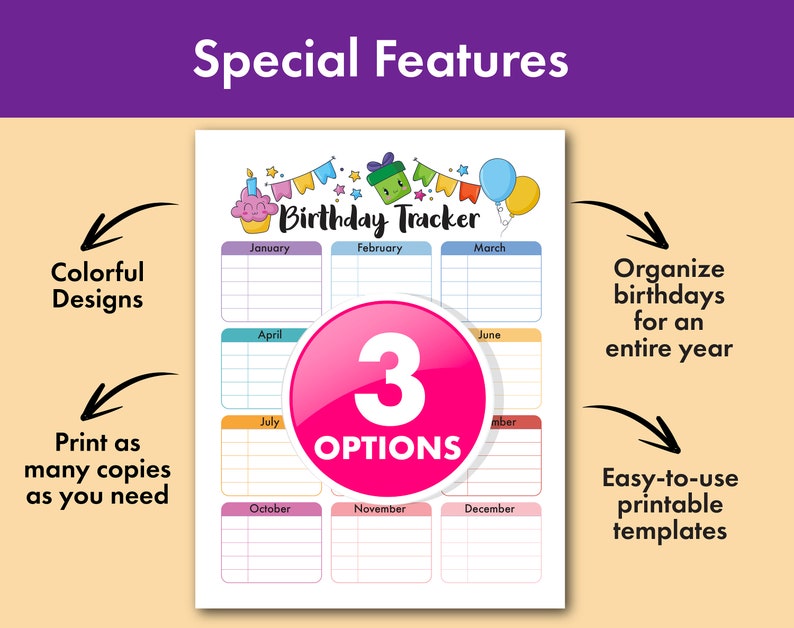 Birthday Tracker Form for Daycare and Preschool | Printable Birthday ...