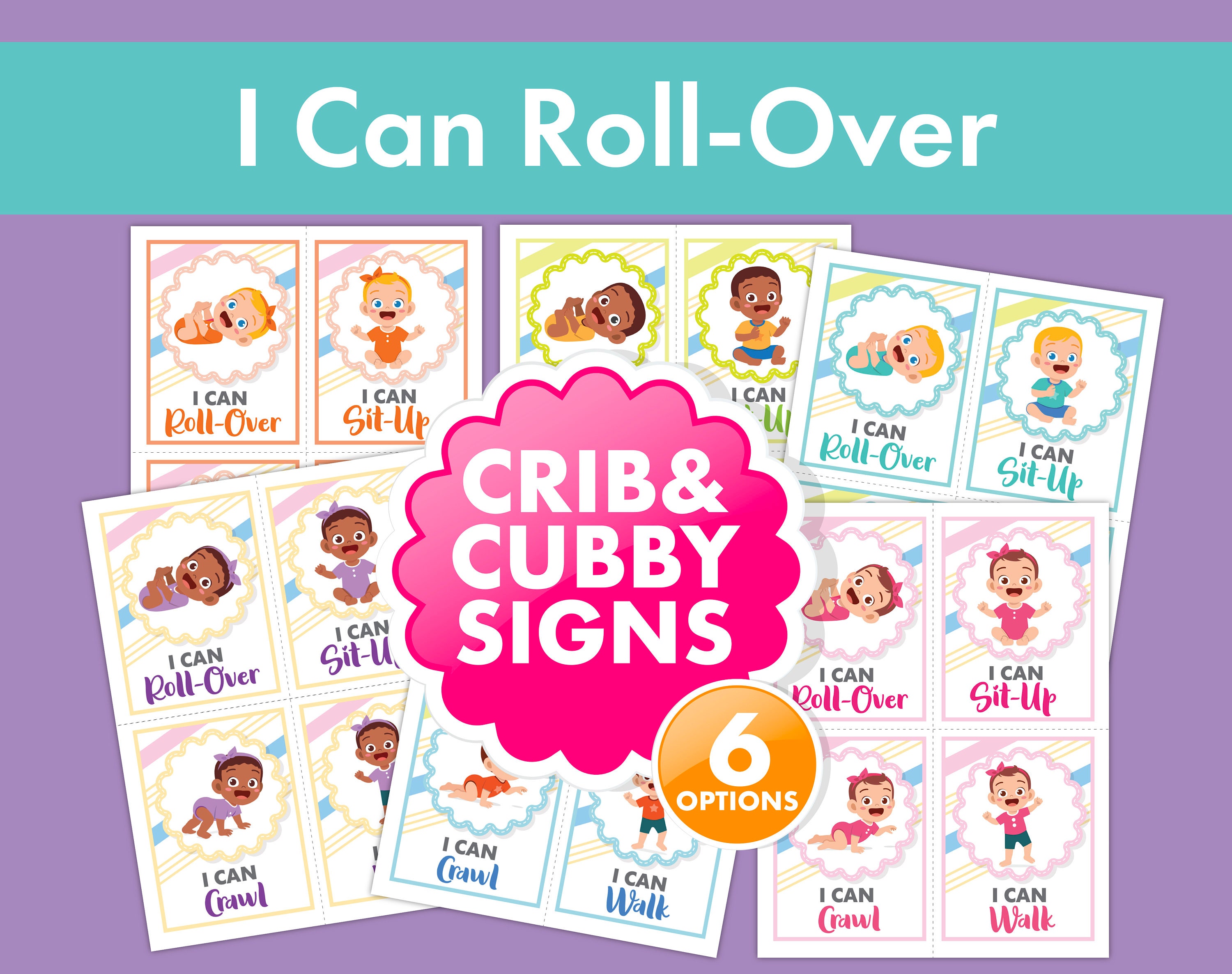 I Can Roll Over Developmental Sign - Nursery Milestone Display ...