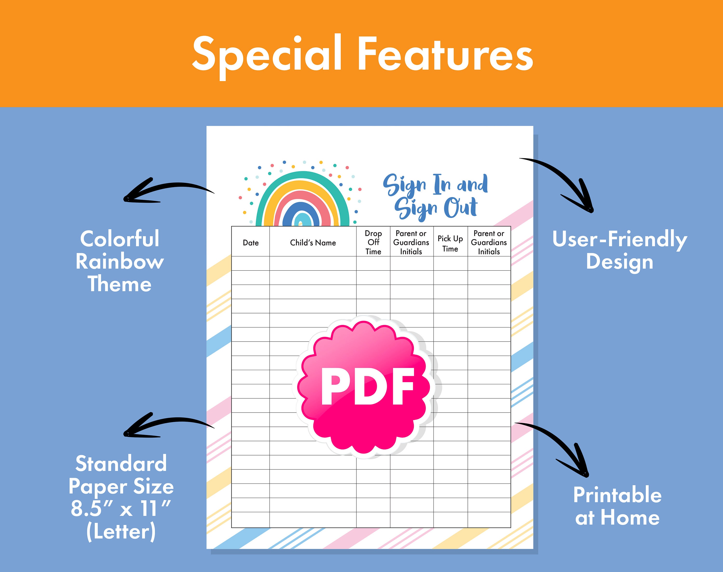 Sign in and Out Form - SIGN IN/OUT Log Sheet - Daycare, School ...