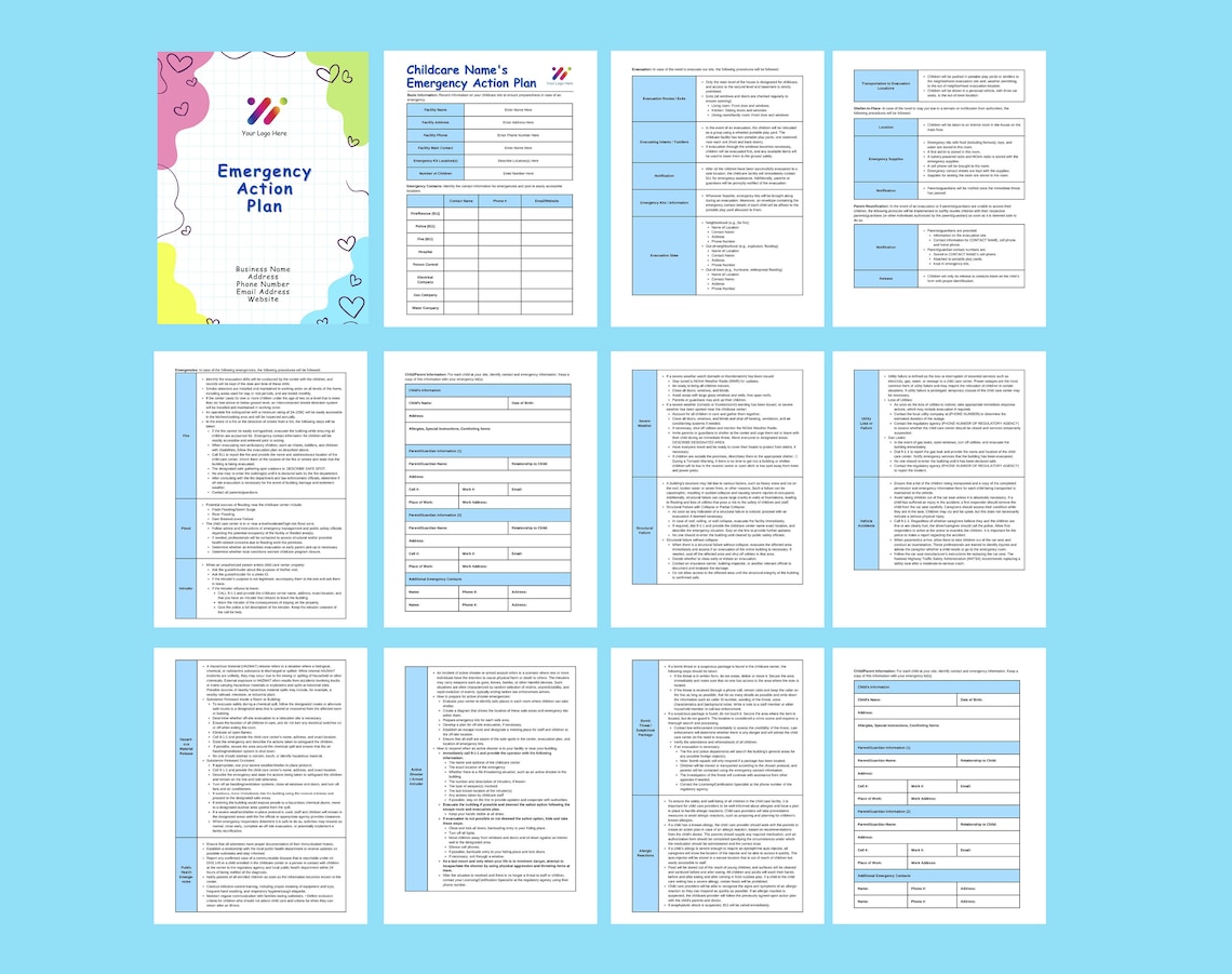 Emergency Plan Template for Daycares, Childcare and Preschools ...