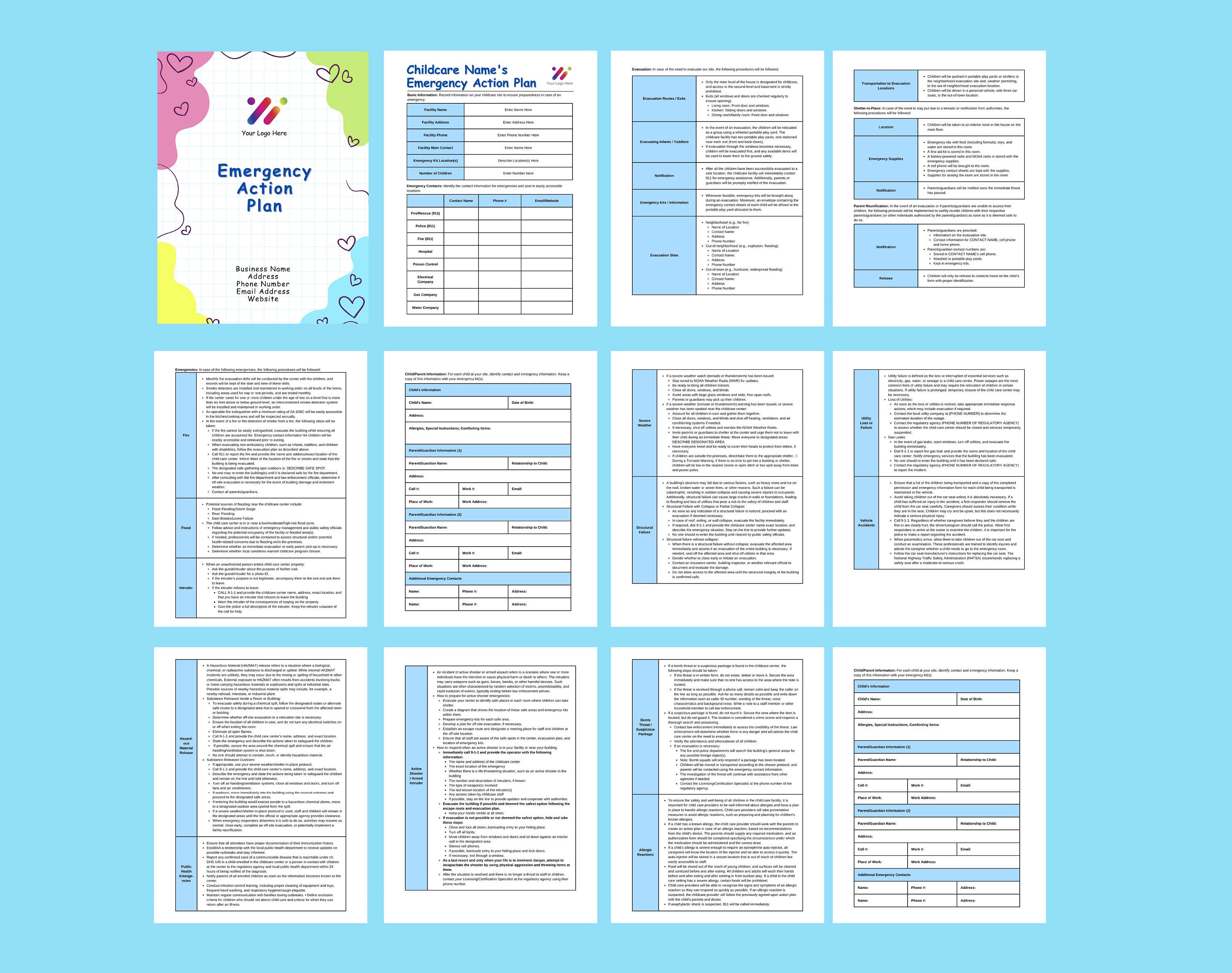 Emergency Plan Template for Daycares, Childcare and Preschools ...