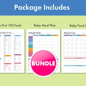 Baby Food Tracker Printable BUNDLE - Meal Planner, Food Diary, Daily ...