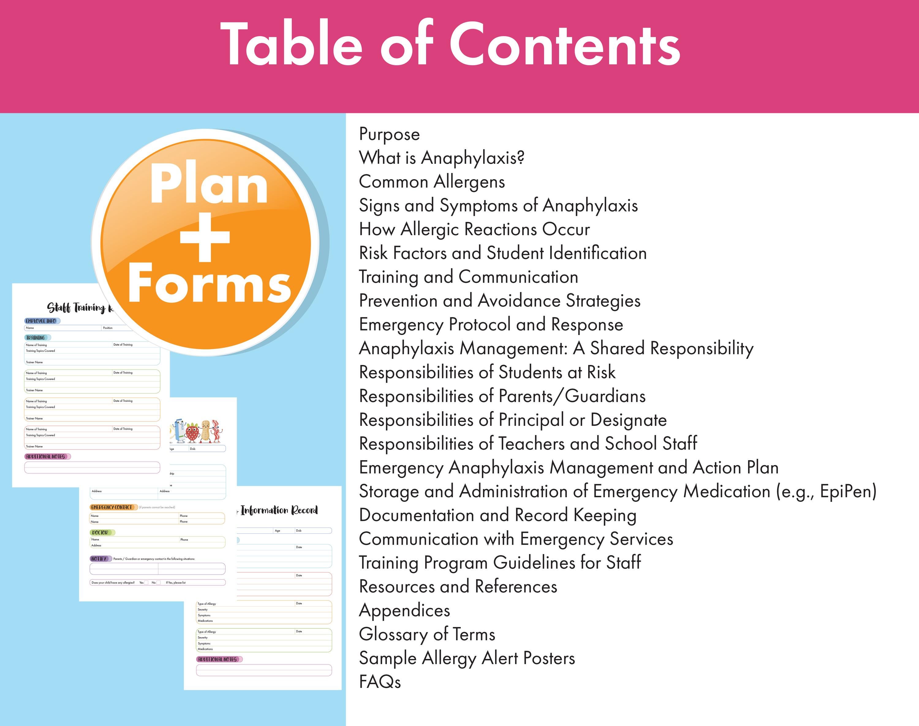Complete Allergy and Anaphylaxis Management Plan | Editable Emergency ...