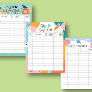 Year Round Daycare Sign in and Out Forms - Stay Organized With Style ...