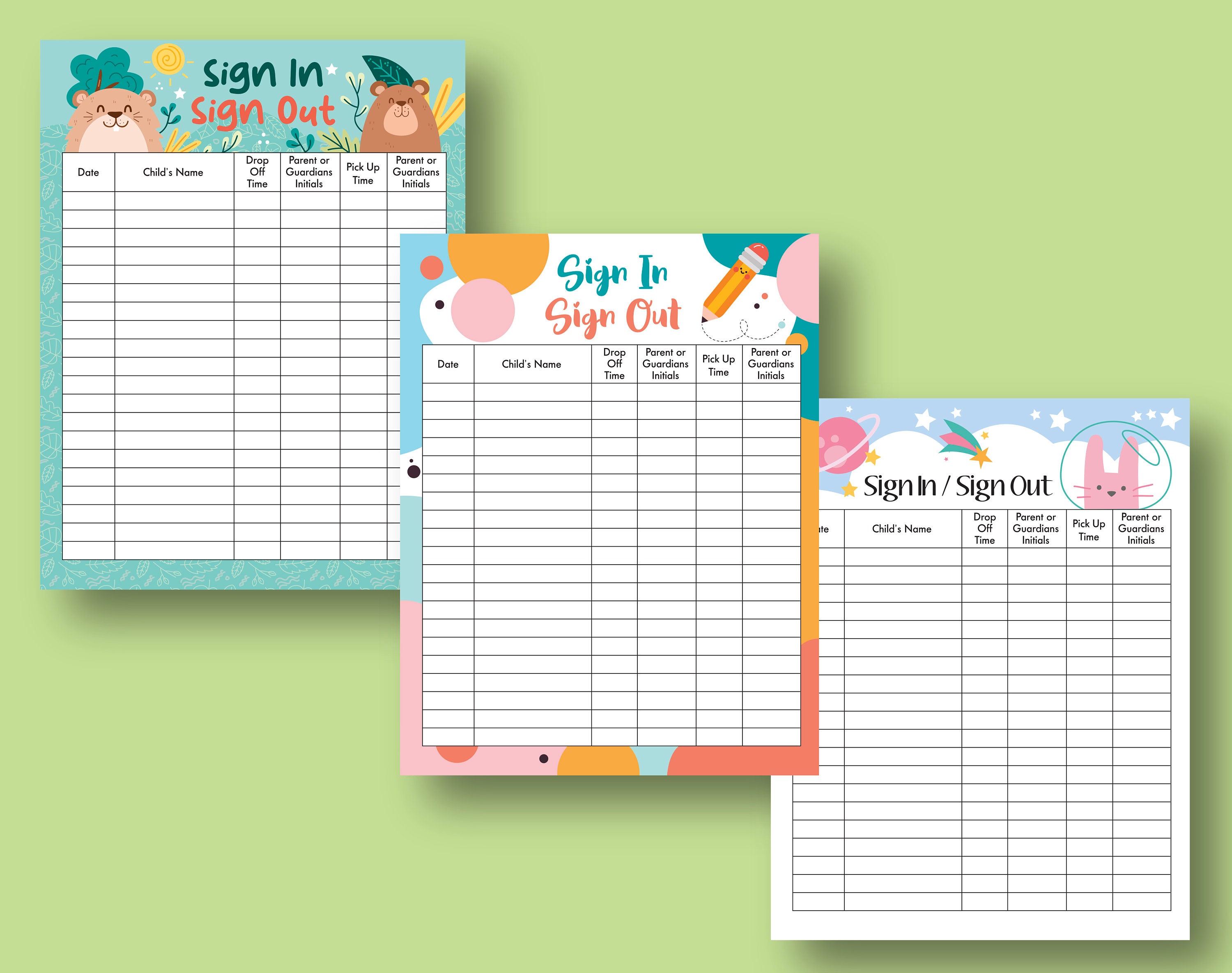 Year Round Daycare Sign in and Out Forms - Stay Organized With Style ...