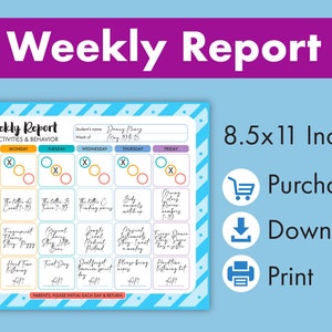 Daycare Behavior Chart: Printable Preschool Weekly Report ...