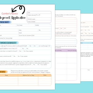Employee Application Form for Daycare, Preschool, and In-home Child ...