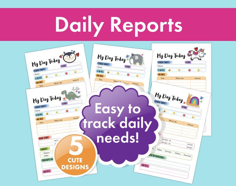 Daily Report Form for Infants, Toddlers, Preschool — Printable Daycare ...