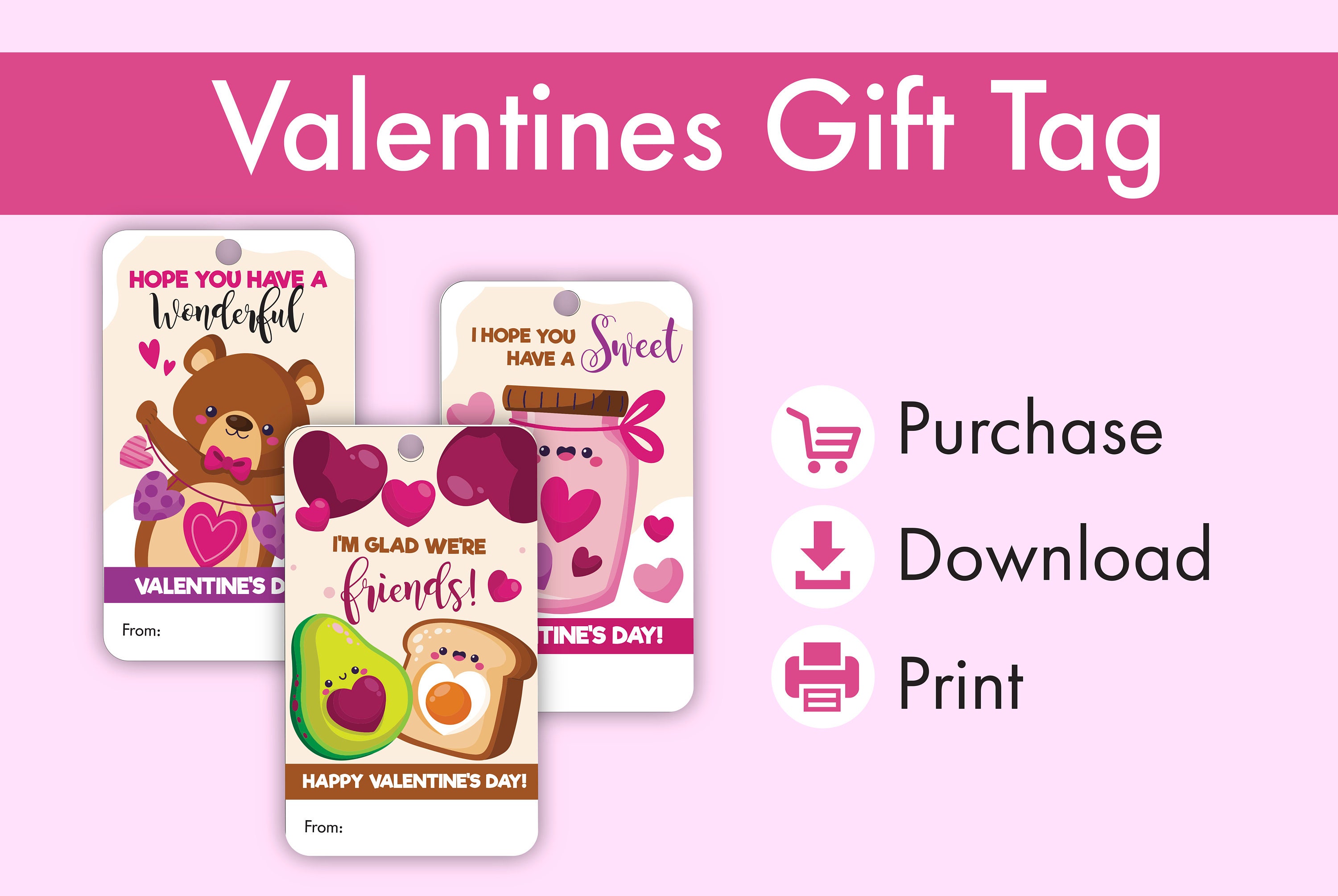Cute Valentine Tag, Printable Valentine Tag, Love, Valentine Treat Tag ...