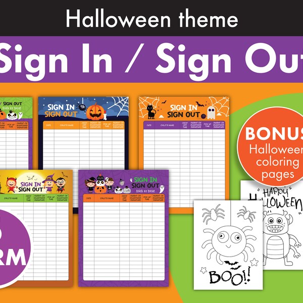 Monthly Daycare Sign in and Out Sheets - Etsy