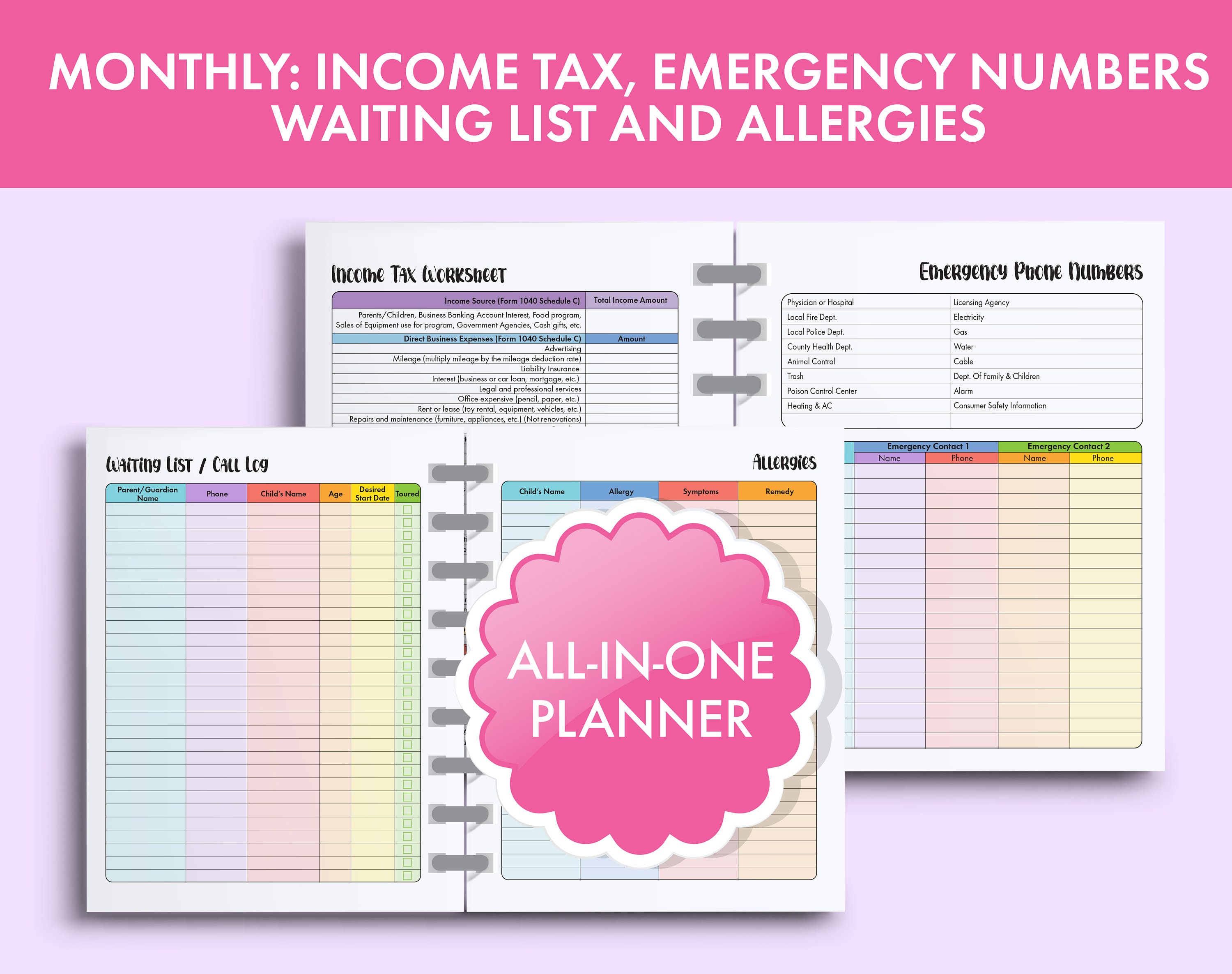 Forever Daycare Planner | Customizable Logo and Business Info - All-in ...