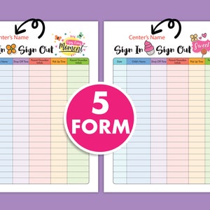 Colorful Sign in and Out Forms, Inspirational Themes, Daycare ...
