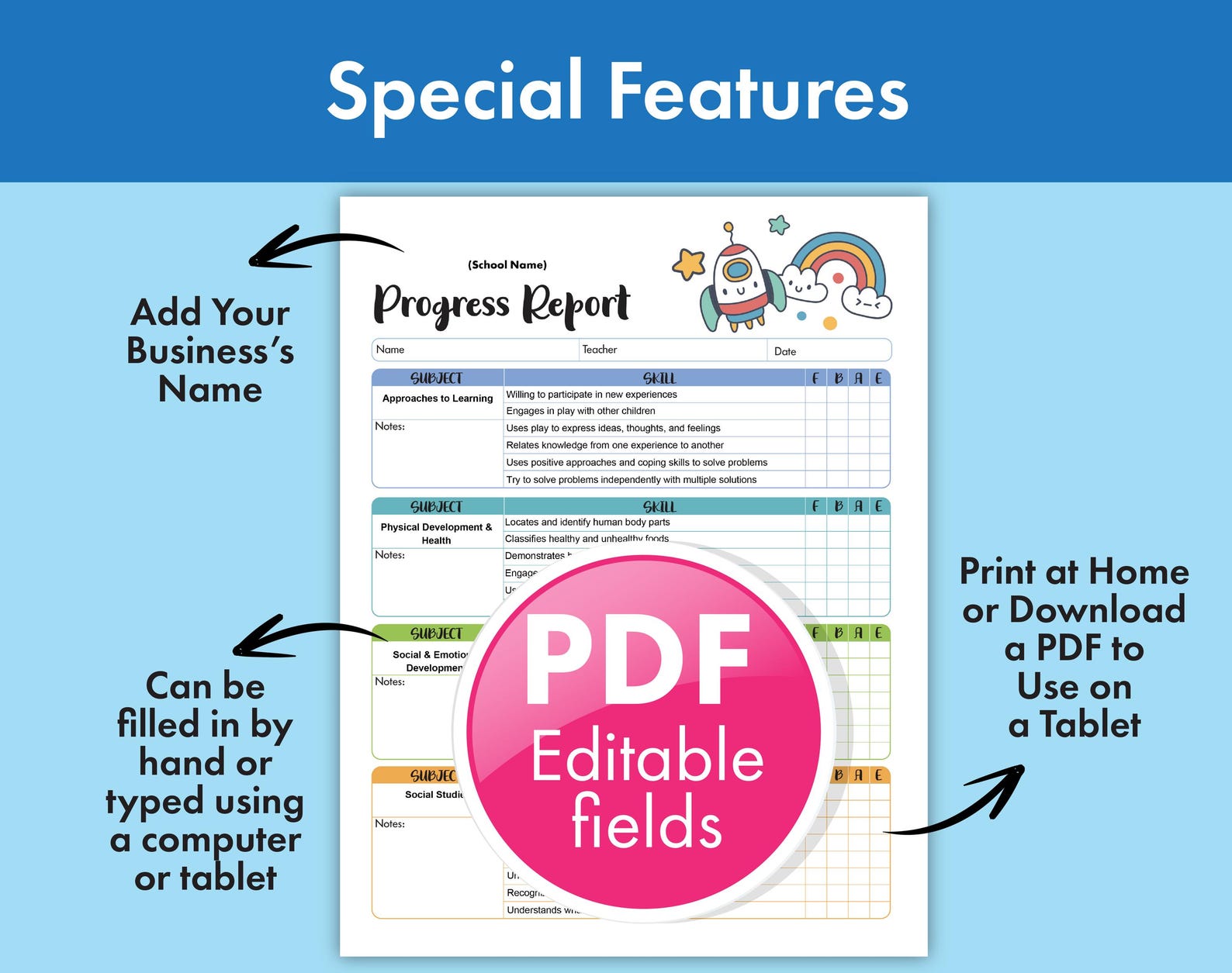 Preschool Progress Report & Kindergarten Readiness Checklist | Editable ...
