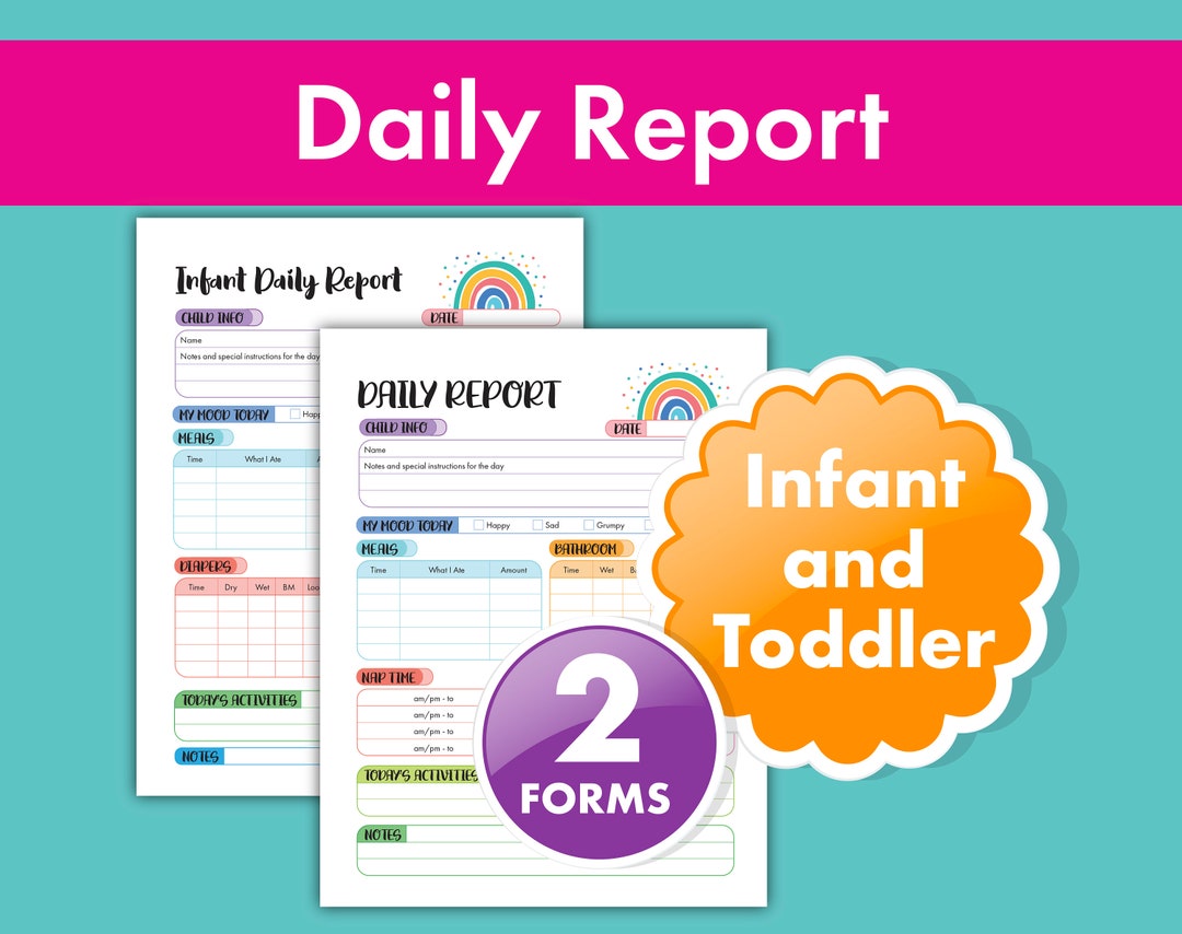 Daily Report Form for Daycare, Childcare, Preschool and Babysitter ...