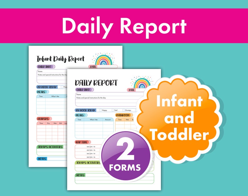 Daily Report Form for Daycare, Childcare, Preschool and Babysitter ...