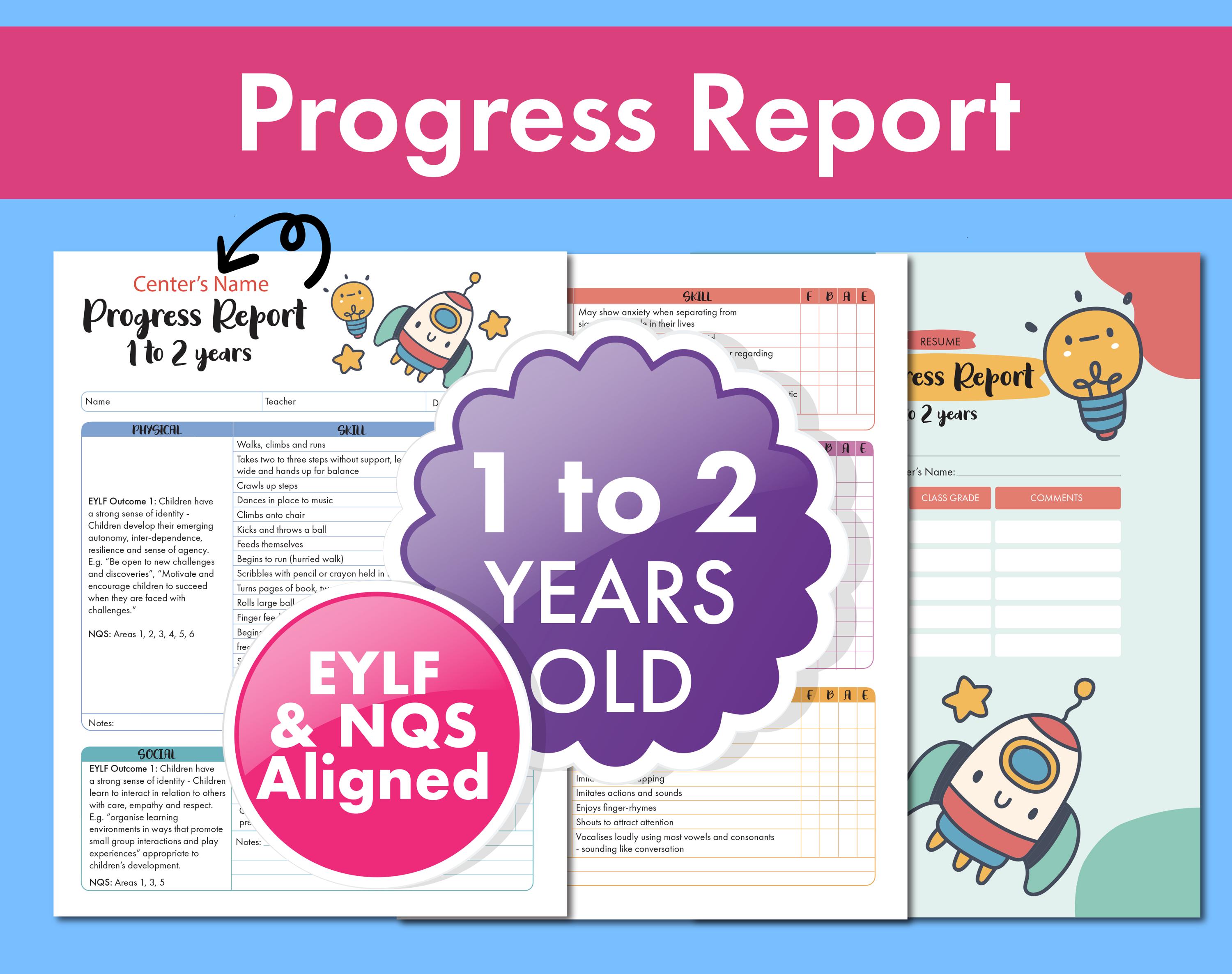 Progress Report Bundle Ages 0–5 | 6 Fillable EYLF/NQS Milestone ...