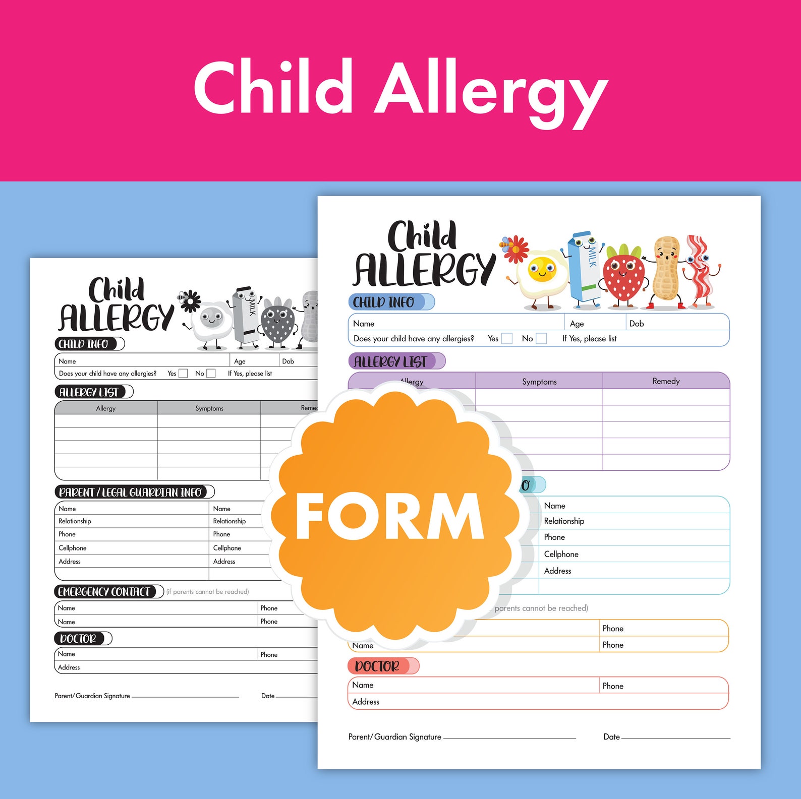 Child Allergy Form Ensure Safety With Daycare Allergy List Management ...
