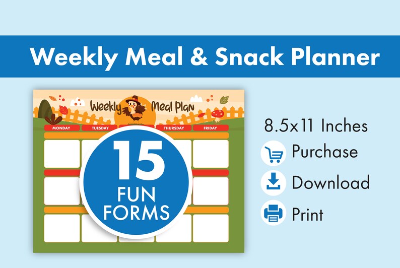 Weekly Meal and Snack Planner Forms for Daycare and Childcare - Etsy