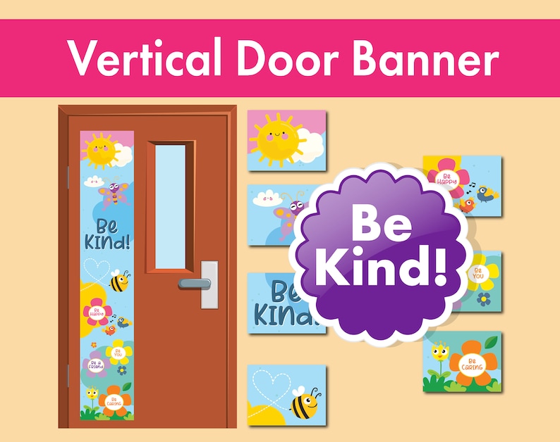Be Kind' Classroom Door Banner Classroom Decor Promote Kindness Daycare ...