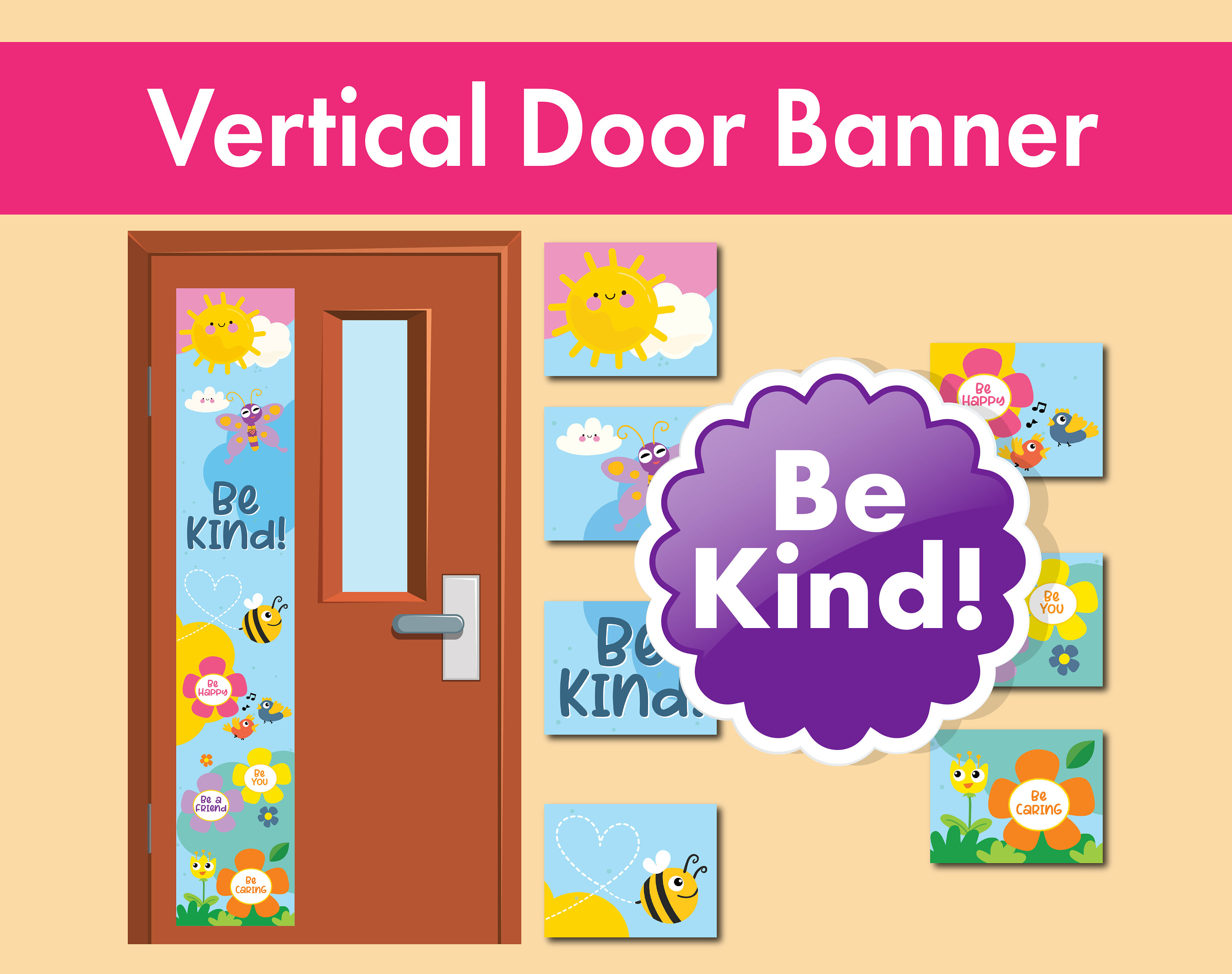 Be Kind' Classroom Door Banner Classroom Decor Promote Kindness Daycare ...