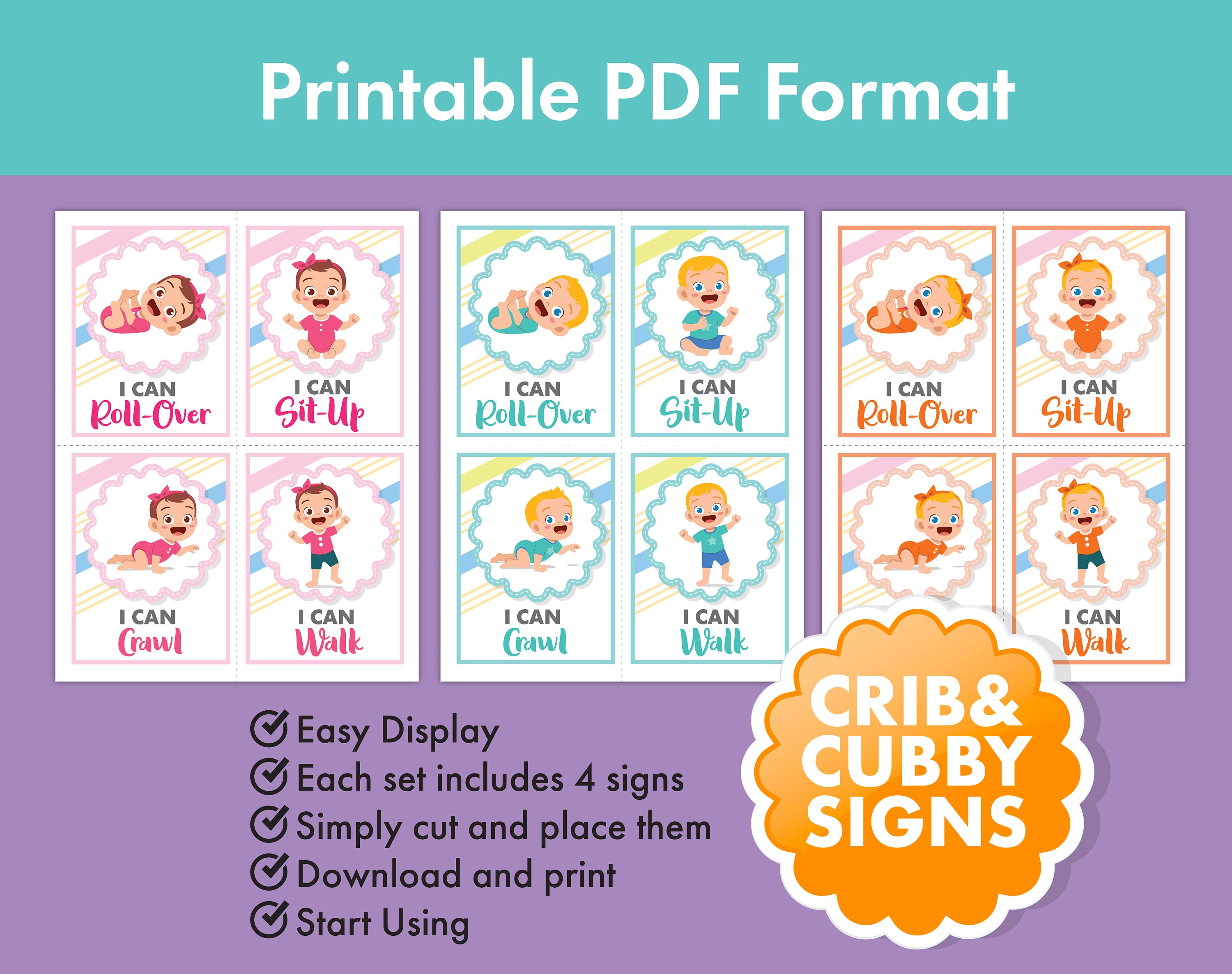 I Can Roll Over Developmental Sign - Nursery Milestone Display ...
