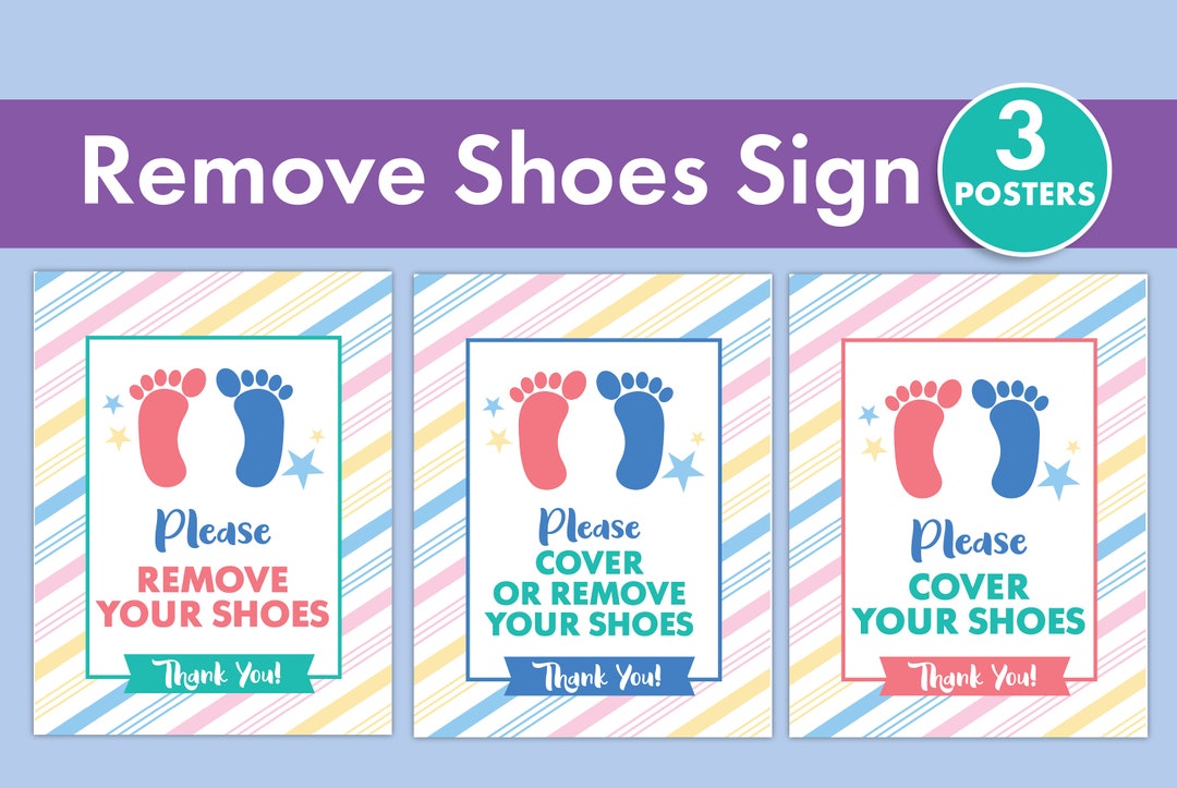 Colorful Remove Shoes Sign, Decoration, Daycare, Childcare, in Home ...