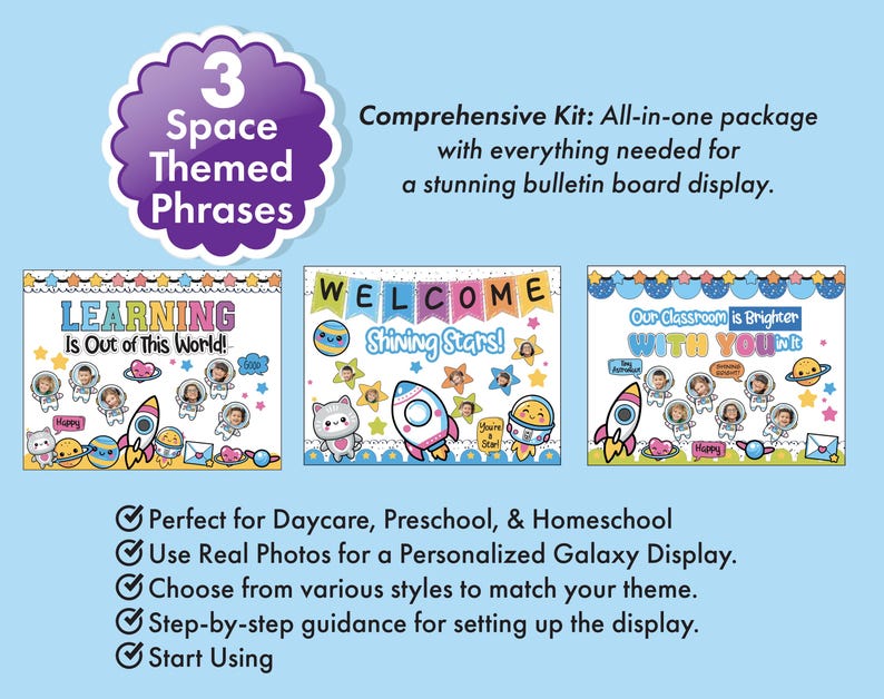 Galaxy Bulletin Board Kit - Astronaut and Star Photo Display ...