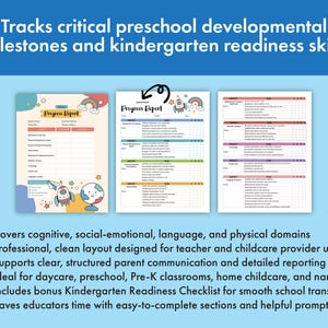 Preschool Progress Report & Kindergarten Readiness Checklist | Editable ...