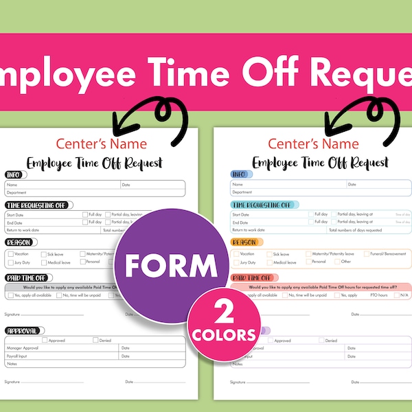 Time off Request Form - Etsy
