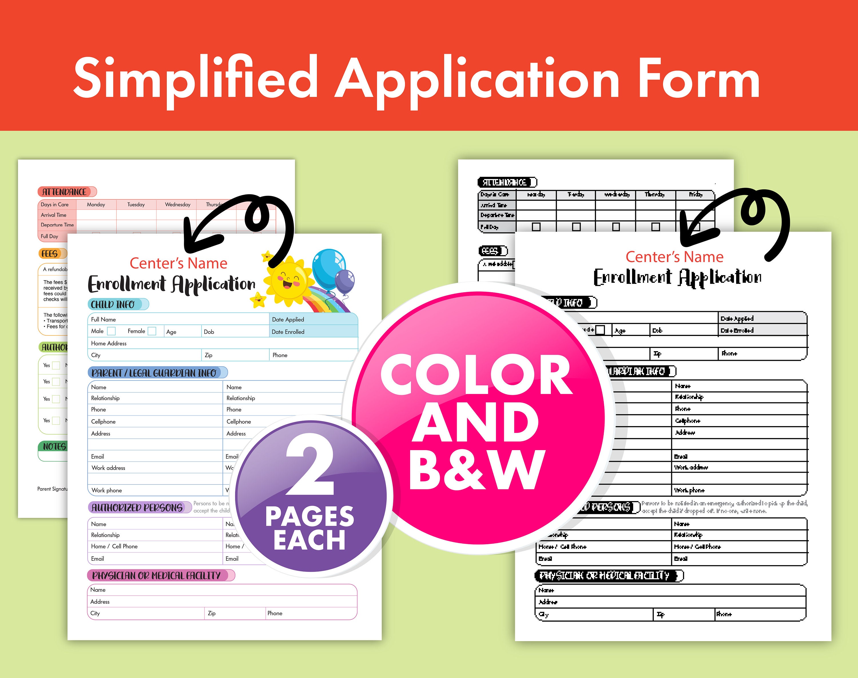 Simplified Enrollment Application Form - Streamline Your Daycare ...