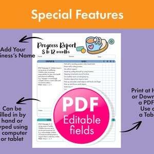 8 to 12 Months Progress Report Developmental Milestones and Fillable ...