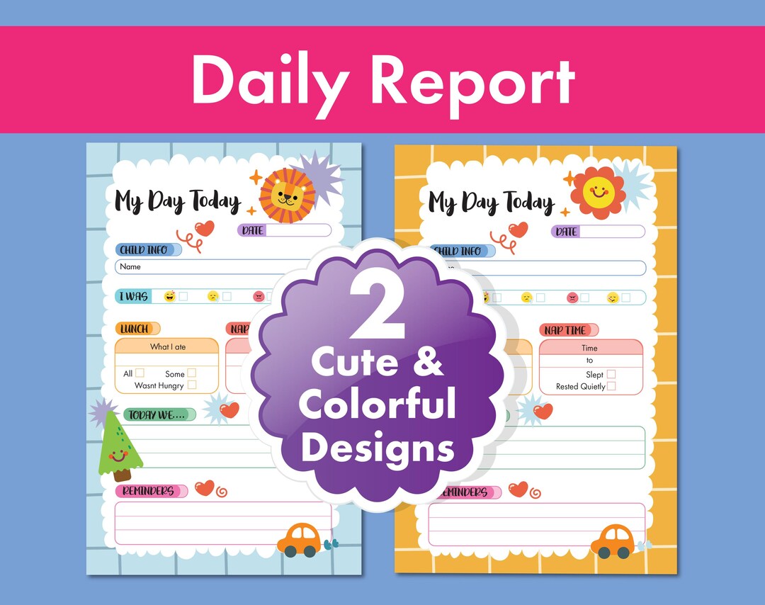 Daily Report Form for Daycare and Preschool | 2 per Page | Editable PDF ...