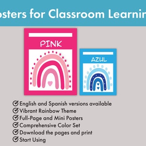 Rainbow Color Posters Set: English and Spanish Versions - Printable ...