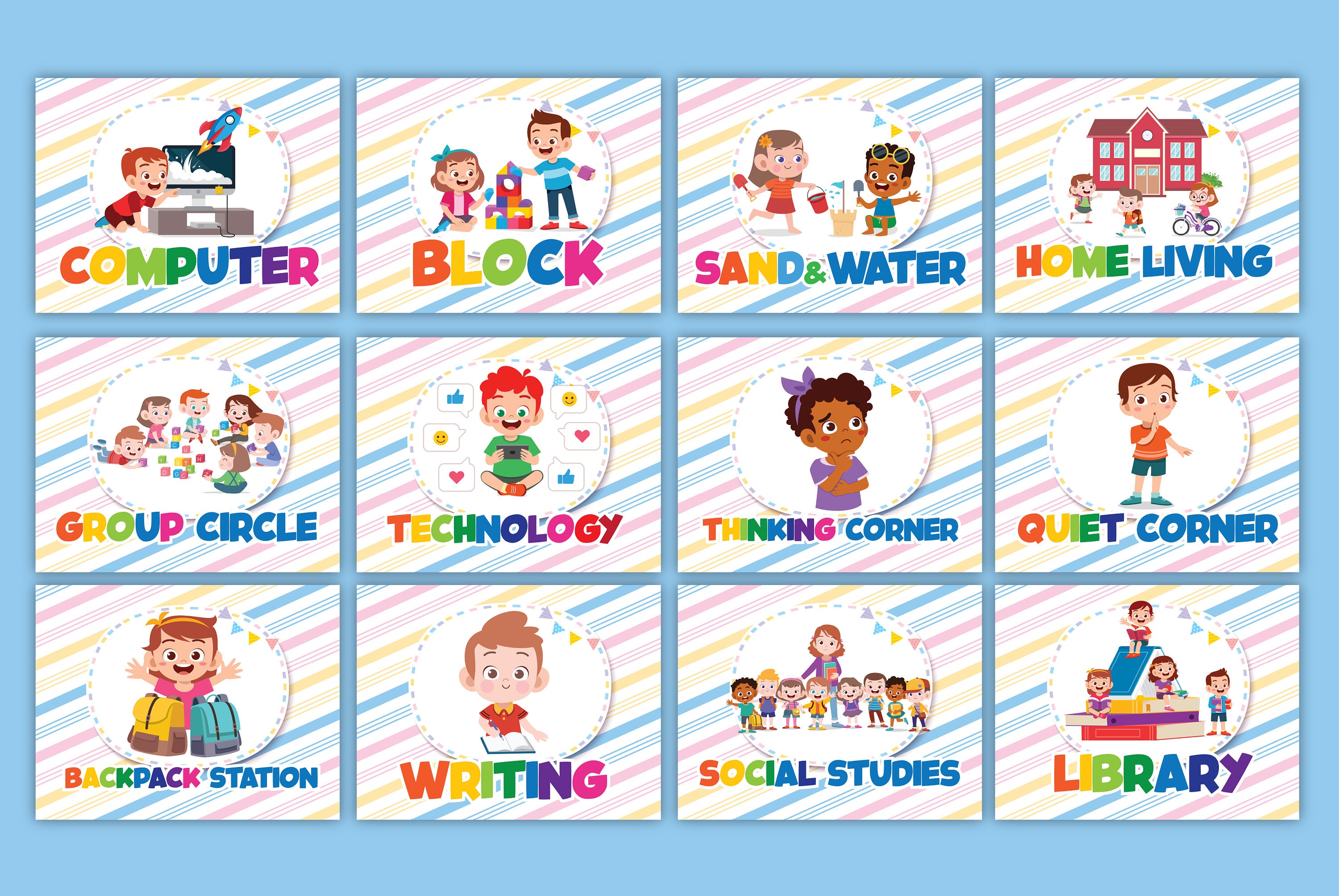 Complete Center Signs Set 35 PDF Printable Posters for Daycare ...