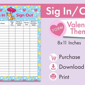 Sign in and Out Form for Daycare, Form, Preschool, Childcare, Home ...