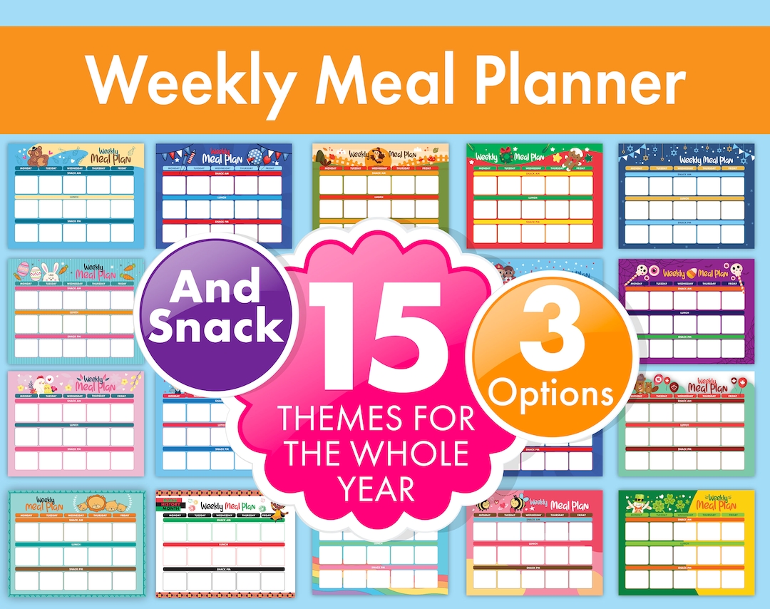 Weekly Meal and Snack Plans With Year-round Themes | 3 Options ...