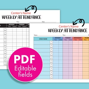 Efficient Weekly Attendance Tracker Form Childcare Daycare - Etsy
