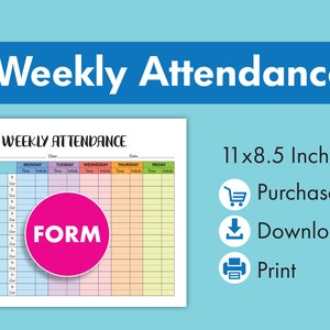 Efficient Weekly Attendance Tracker Form Childcare Daycare - Etsy