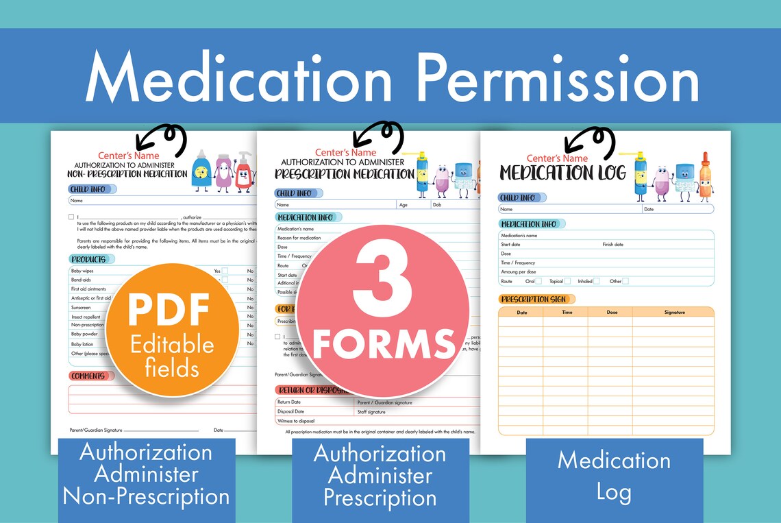 Daycare Medication Forms. Medication Authorization Form - Etsy