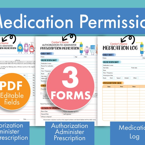 Daycare Medication Forms: Medication Authorization Form - Etsy