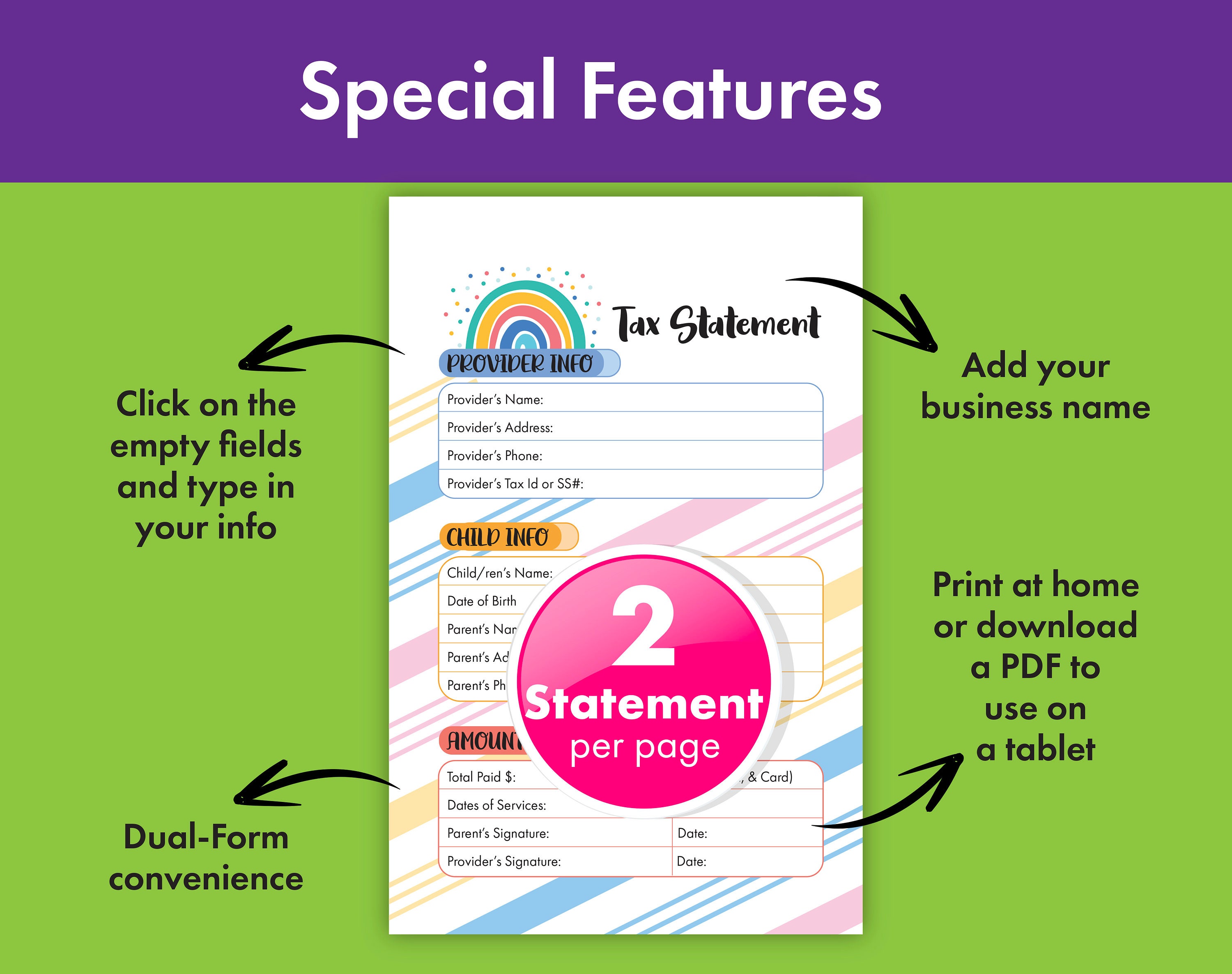 Year-end Tax Statement Receipt Form - Tuition Receipt Template for ...