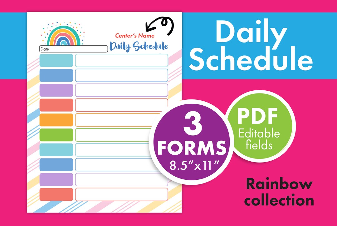 Daily Daycare Schedule, Perfect for Daycare, Home Daycare or Childcare ...