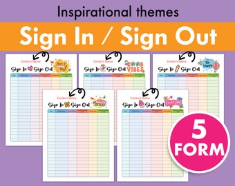 Sign in Sheet Sign Out Sheet Daycare Preschool Childcare Printable ...