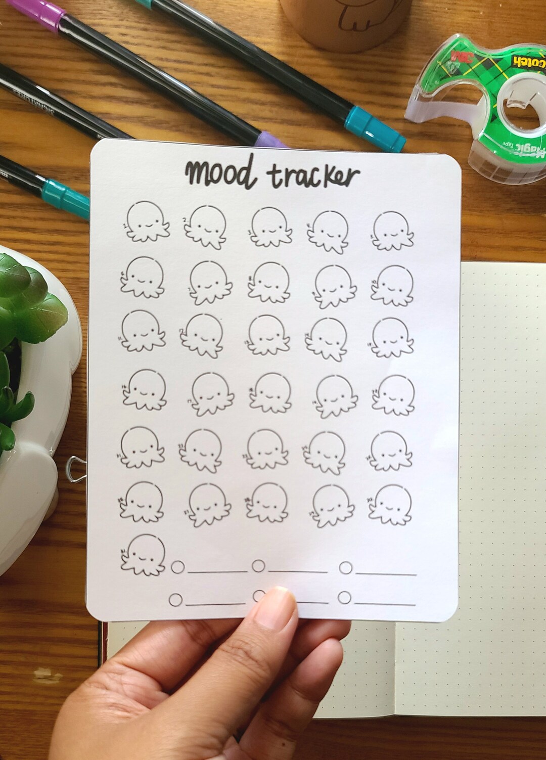 Printable Cute Octopus Mood Tracker - Etsy